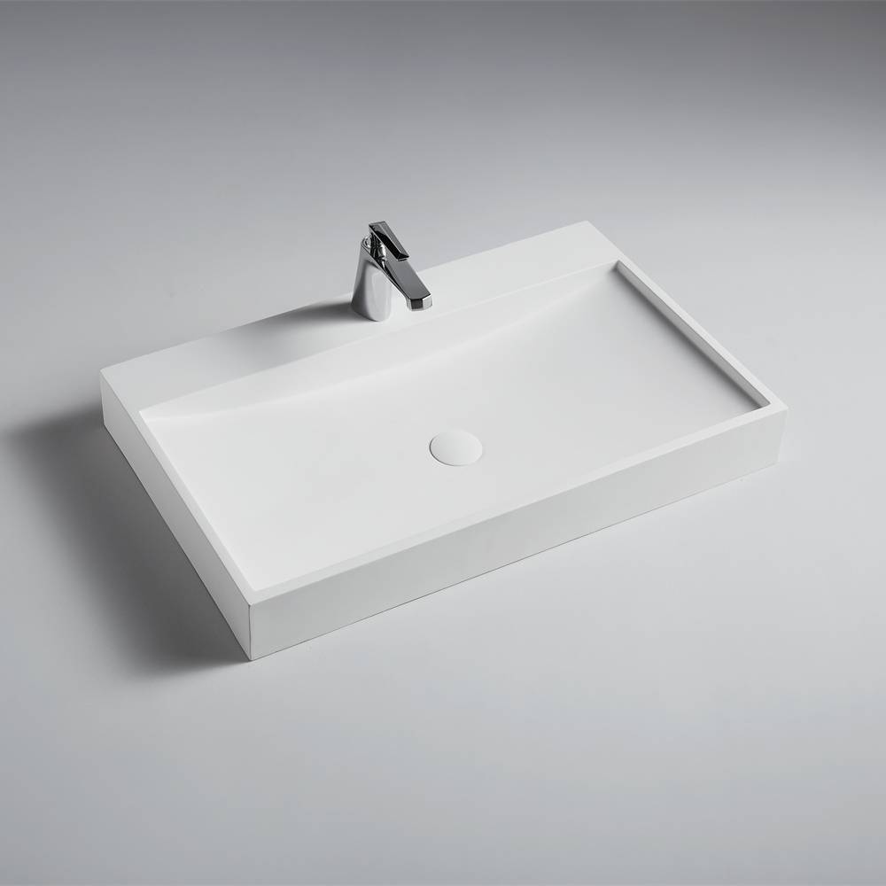 White Square Top-Mount Artificial Stone Basin - Banera Bath