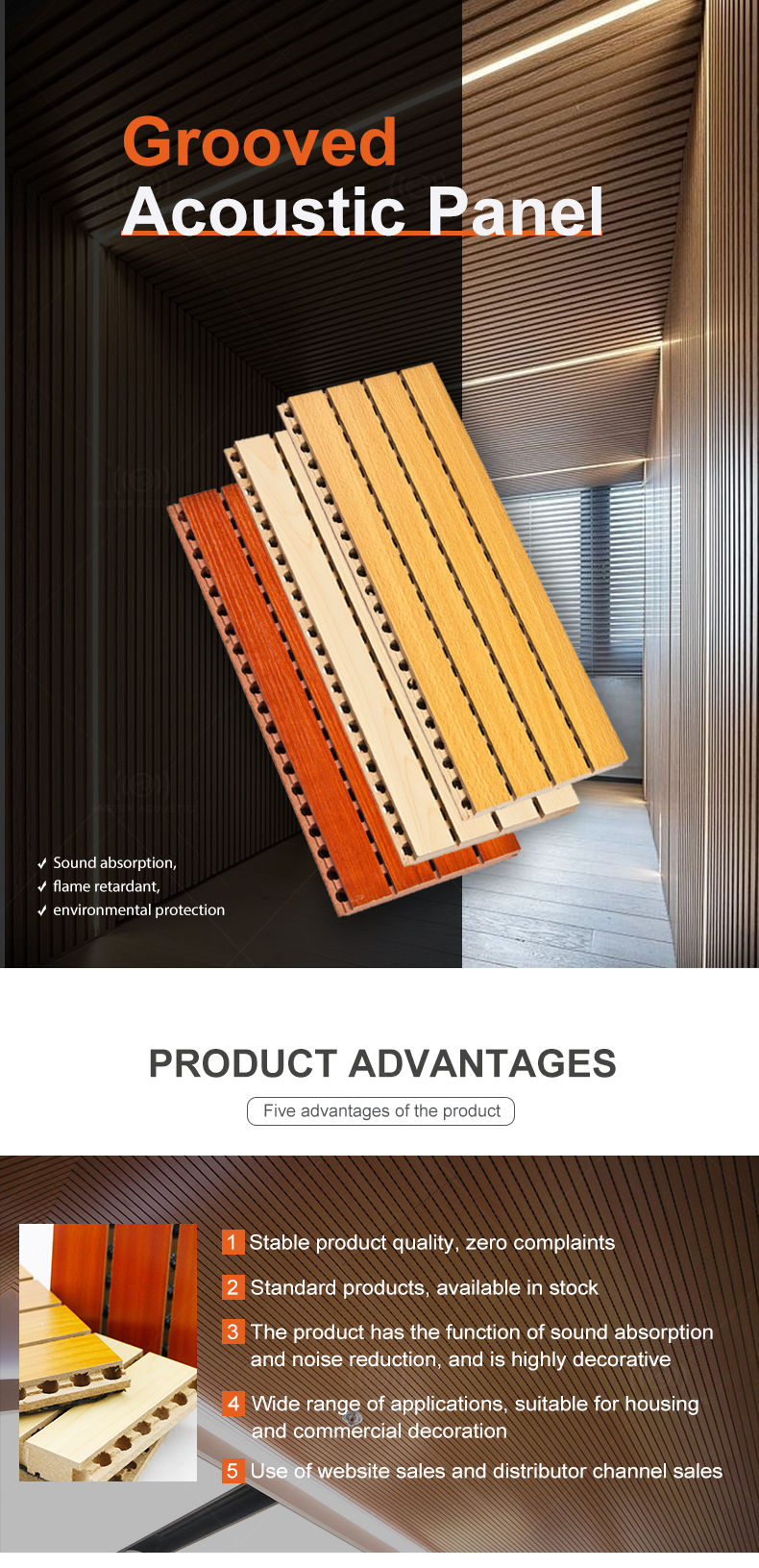 Decorated Grooved Wooden Acoustic Panel - Master Acoustic