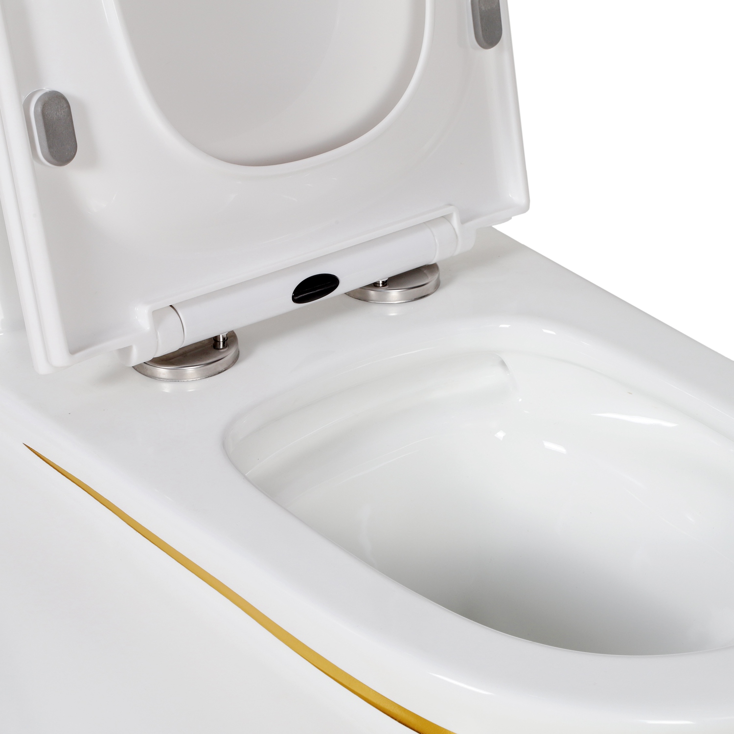 Modern Luxury Style Bathroom Dual Flush Gold Line White One Piece ...